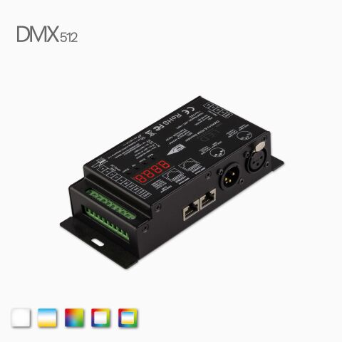RGBW DMX512 u. K-4 Funk LED Controller, 4 Zonen, 6