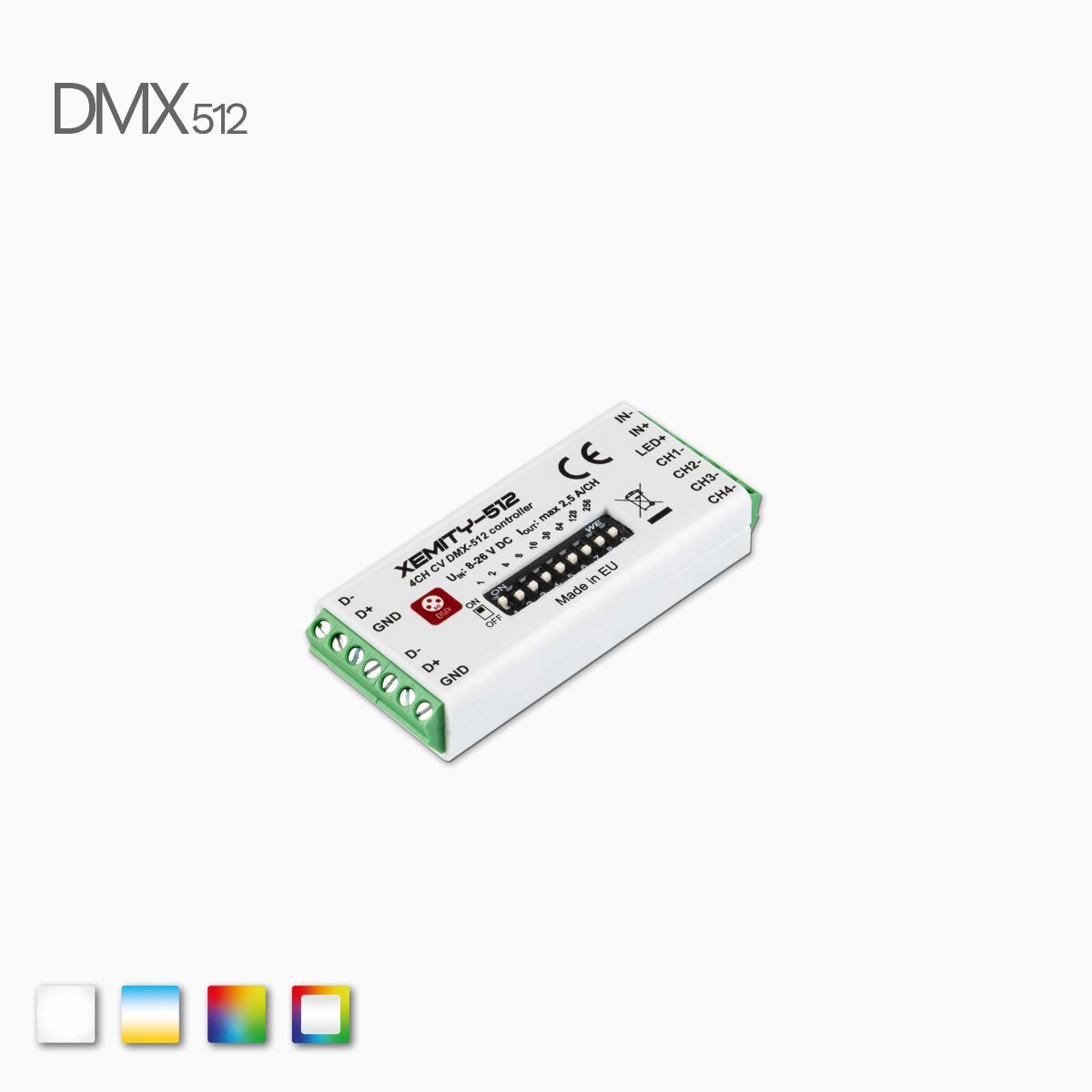 RGBW DMX512 u. K-4 Funk LED Controller, 4 Zonen, 69,00